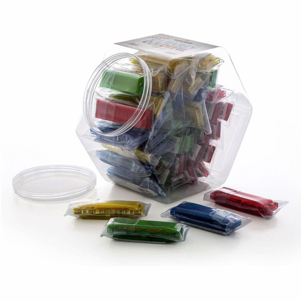Clearly Colourful POS Counter Display Tub of 48 Harmonicas